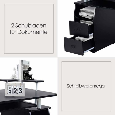 GOPLUS Computertisch, Schreibtisch, Bürotisch mit Tastaturauszug ...