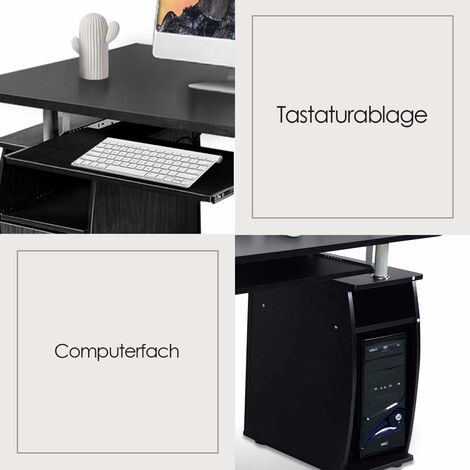 GOPLUS Computertisch, Schreibtisch, Bürotisch mit Tastaturauszug ...
