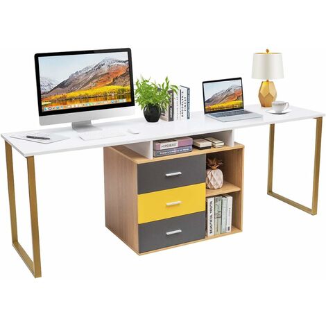 GOPLUS Schreibtisch Winkelkombination, 220cm Eckschreibtisch mit 3 ...