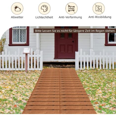 GOPLUS 2,4 m Langer Gartenweg aus Holz, wetterbestaendiger gerader ...