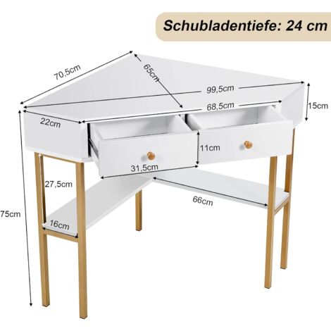 GOPLUS Eckschreibtisch, dreieckiger Computertisch mit 2 Schubladen ...