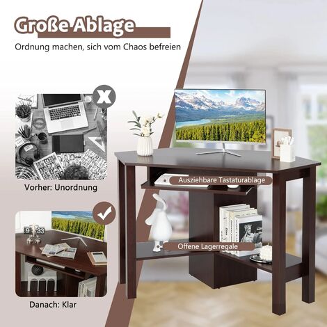 GOPLUS Eckschreibtisch Computertisch Schreibtisch mit Tastaturauszug ...