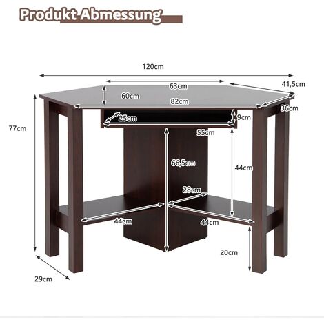 GOPLUS Eckschreibtisch Computertisch Schreibtisch mit Tastaturauszug ...