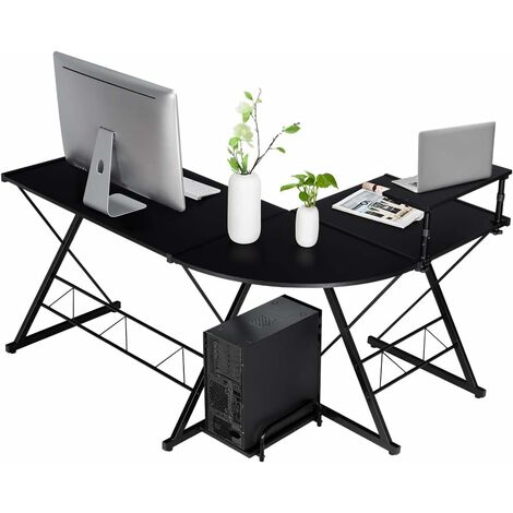 GOPLUS Laptoptisch in L-Form, Computertisch mit Drucker-&Gehäuse ...
