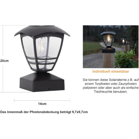LED-Solar-Pfosten/Wegleuchte "Felix", ca. 14x19cm, schwarz