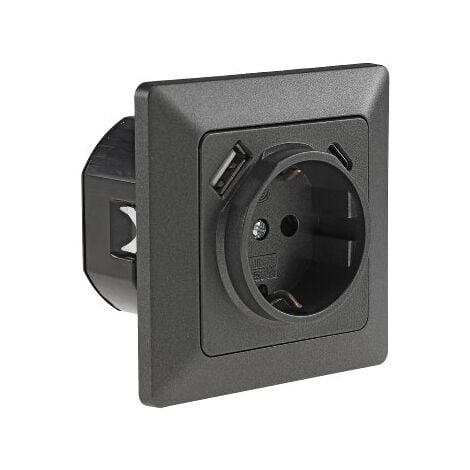 MILOS Steckdose mit USB C, Unterputz 250V / 16A UP-Steckdose Anthrazit