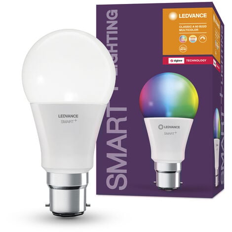 LEDVANCE Lampe Smart+ avec technologie ZigBee, 9W, A60, mat, socle B22D, couleur de lumière RGBW ...