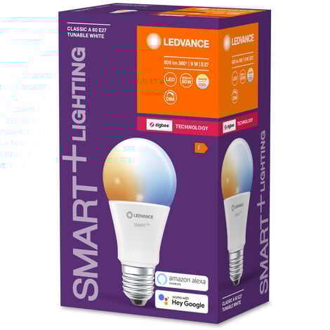 LEDVANCE Lampe Smart+ avec technologie ZigBee, 9W, A60, mat, culot E27, couleur de la lumière ...