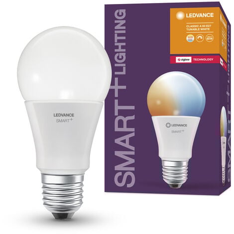 LEDVANCE Lampe Smart+ avec technologie ZigBee, 9W, A60, mat, culot E27, couleur de la lumière ...