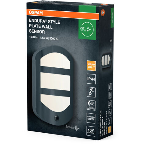 ENDURA STYLE PLATE Wall Sensor 12.5W Dark Grey