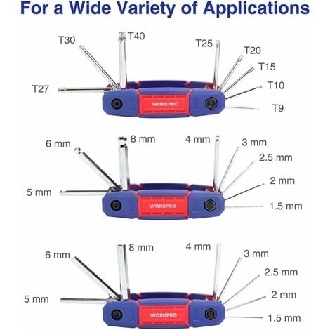 WORKPRO Lot de Clé Hexagonale en Cr-V Portative 24 Pièces, Clé Allen de ...