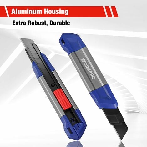 WORKPRO Lot de 2 Cutters Professionnels en Alu, Cuter Rétractable 18mm ...