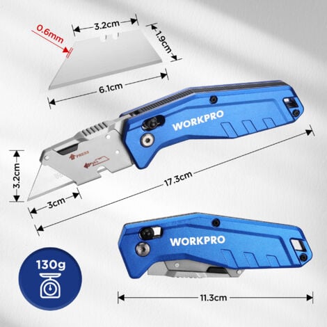 WORKPRO Cutter Professionnel Pliant, Cutter Utilitaire avec Mécanisme ...