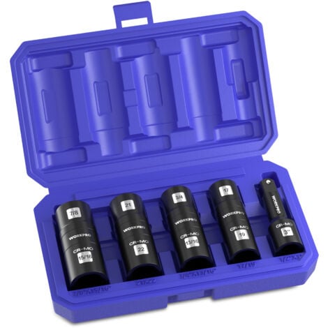 WORKPRO 5 Pièces Douilles à Choc Hexagonale 1/2" Carré, Coffret Douilles Longue, Acier Cr-Mo ...
