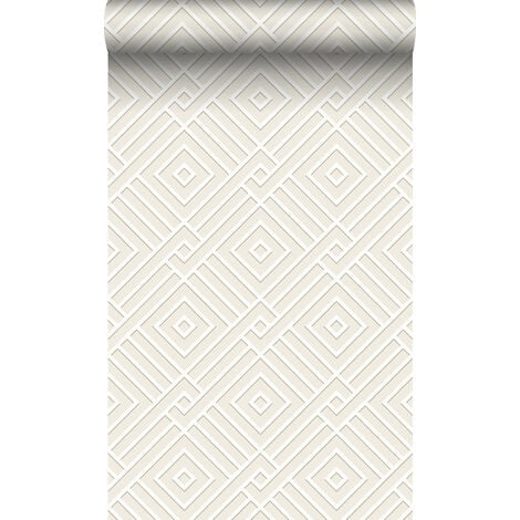 papier peint motif graphique 3D blanc - Origin Wallcoverings