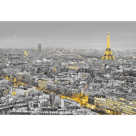 papier peint panoramique Paris gris et jaune - Sanders & Sanders