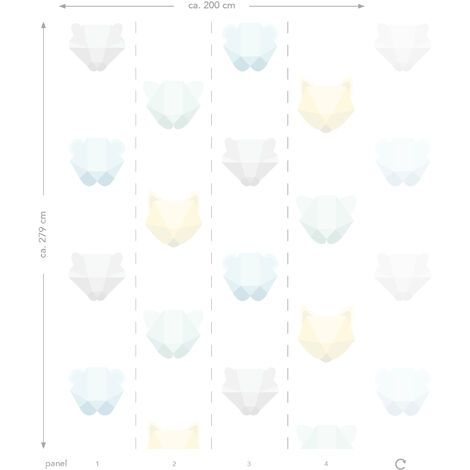 Papier peint panoramique intissé animaux origami masquer défauts mur ...