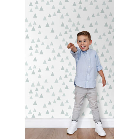 papier peint triangles graphiques bleu gris - ESTAhome