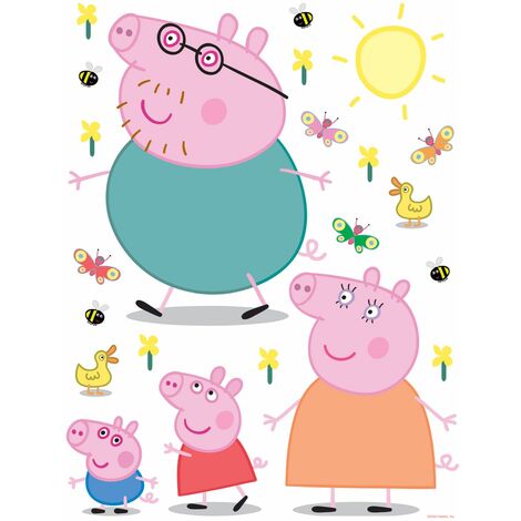 sticker mural Peppa Cochon multicolore - Sanders & Sanders
