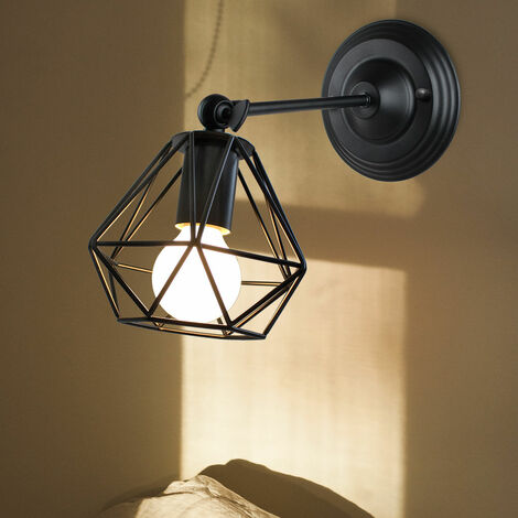 Wandleuchte, Wand Lampe, Im Industrial Stil, Diamant Käfig, E27 Fassung ...