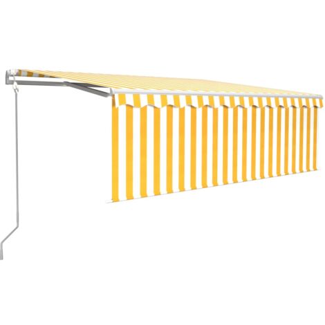 Automatische Markise mit Volant LED & Windsensor 4x3m Gelb Weiß