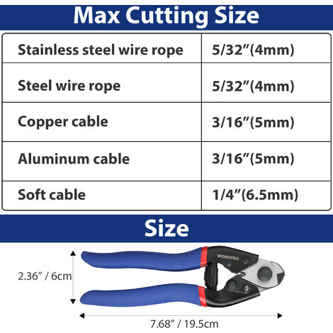 WORKPRO Pince Coupe-Câbles Forgé 190mm, Pince Coupante de Câble ...