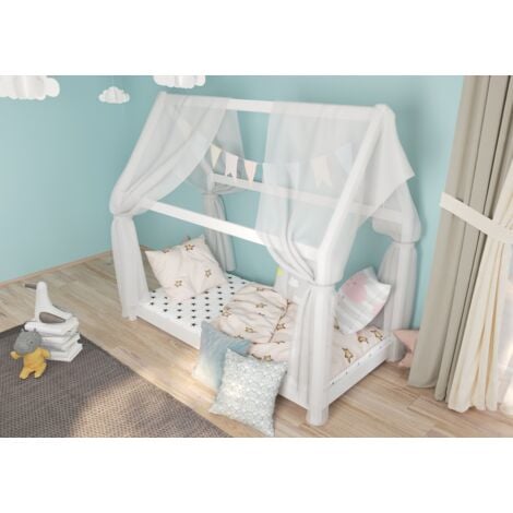 Lit enfant COT 160x80 cm pin blanc mat