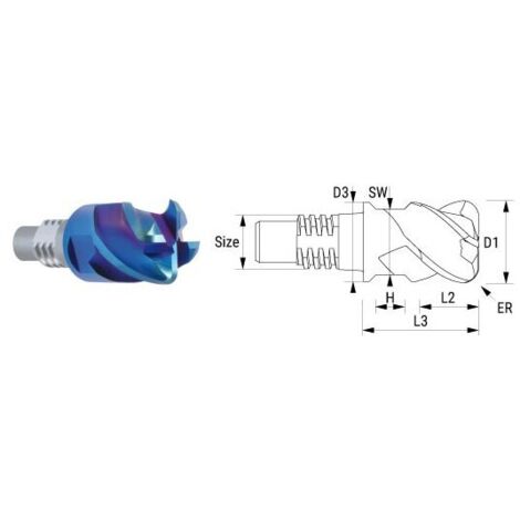 VHM-Torusfräser INOSCREW naco blue SAV 16 mm Eckenradius 1 mm