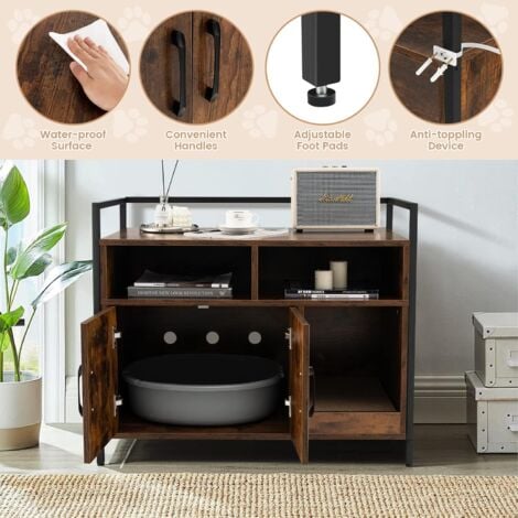 GOPLUS Casetta per Gatto, Mobile Lettiera per Gatti, con Robusto Telaio ...