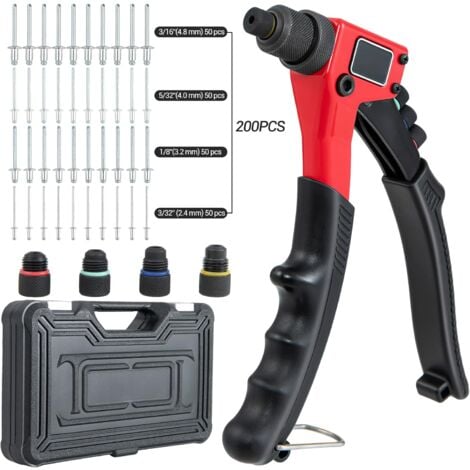 GOPLUS Rivettatrice Manuale, Pistola per Rivetti, con 4 Testine ...