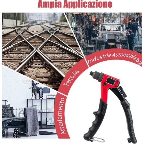 GOPLUS Rivettatrice Manuale, Pistola per Rivetti, con 4 Testine ...
