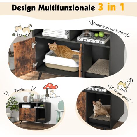 GOPLUS Mobile per Lettiera per Gatti, Mobile Lettiera Gatto con ...