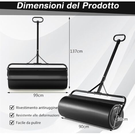 GOPLUS 63L Rullo per Prato 90cm, Rullo per Giardino con Manico ...