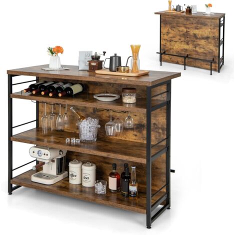 GOPLUS Mobile Bar Industriale per Casa, Isola da Cucina a 4 Livelli con ...