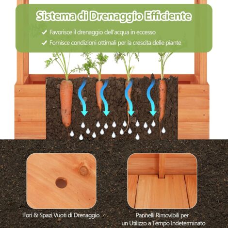 GOPLUS Letto da Giardino Rialzato con Pergola, Letto da Giardino ...