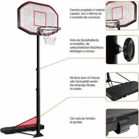GOPLUS Canestro da Basket con Supporto Professionale Tabellone Altezza ...