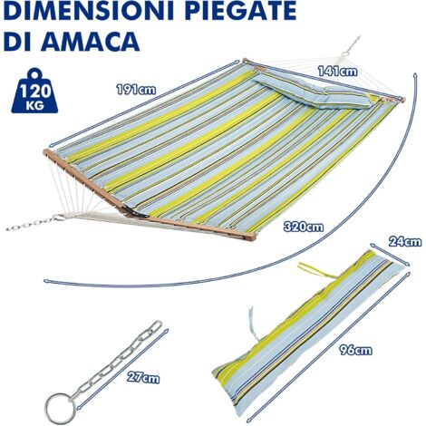 GOPLUS Amaca Pieghevole da Esterno, Carico di 120 kg, 141x191 cm, Amaca ...