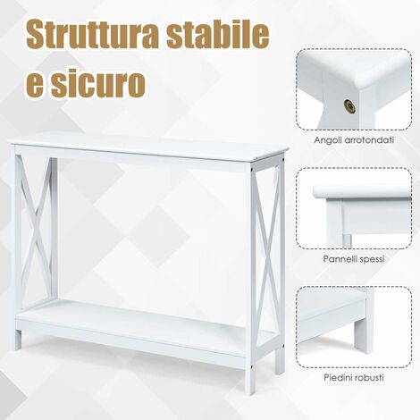 GOPLUS Consolle in Legno con 2 Ripiani, Tavolo da Ingresso con ...