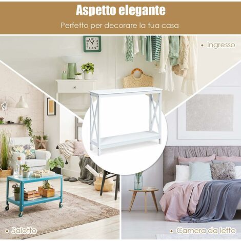 GOPLUS Consolle in Legno con 2 Ripiani, Tavolo da Ingresso con ...