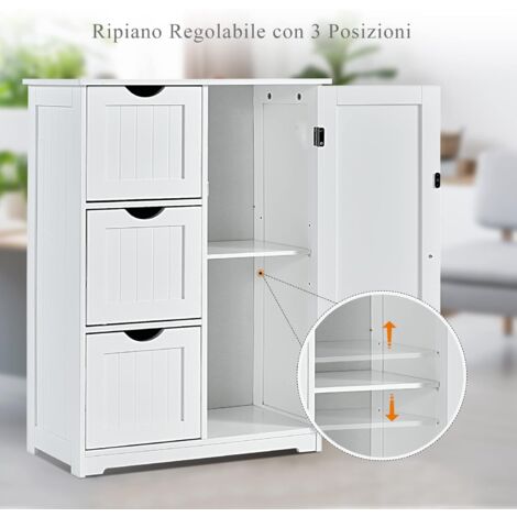 GOPLUS Mobile con Cassetti in legno, 3 Cassetti e un Scomparto ...