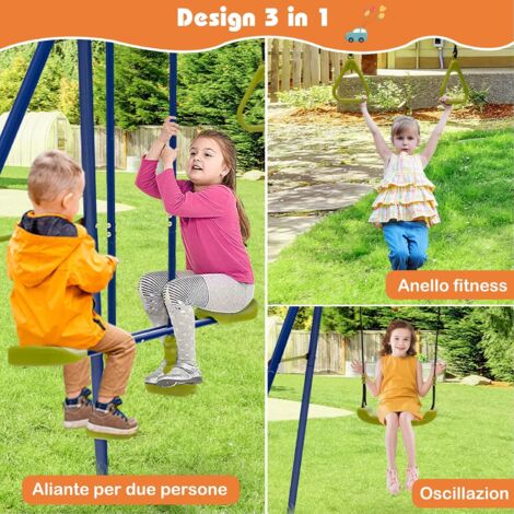 GOPLUS Set di Altalene, Disegn 3 in 1 con 1 Altalena a Forma di U, 1 ...