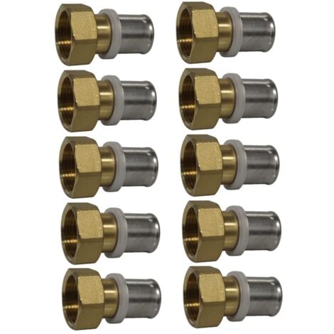 Lot de 10 raccords multicouche à sertir femelle écrou libre (20/27) 3/4" - Ø20x2,0-MULTIPEX