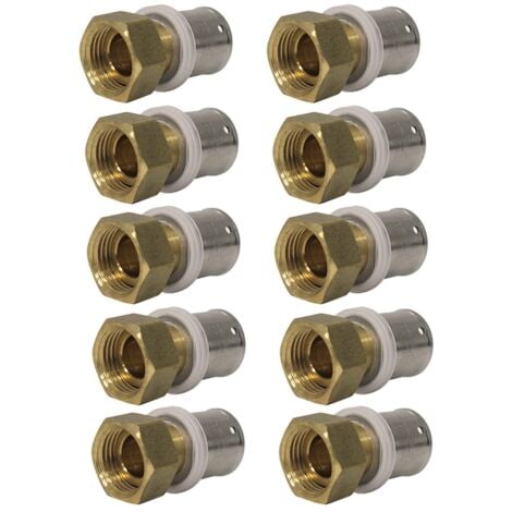 Lot de 10 raccords multicouche à sertir femelle écrou libre (15/21) 1/2" - Ø20x2,0 - MULTIPEX