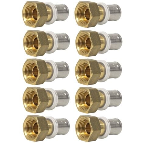 Lot de 10 raccords multicouche à sertir femelle écrou libre (15/21) 1/2" - Ø16x2,0-MULTIPEX