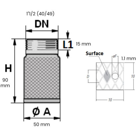 Crépine tout inox 316 mâle 1"1/2 (40/49) - Sferaco