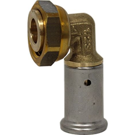Coude multicouche en laiton à sertir - Femelle écrou libre 1/2" (15/21) - Ø20x2,0 - Henco