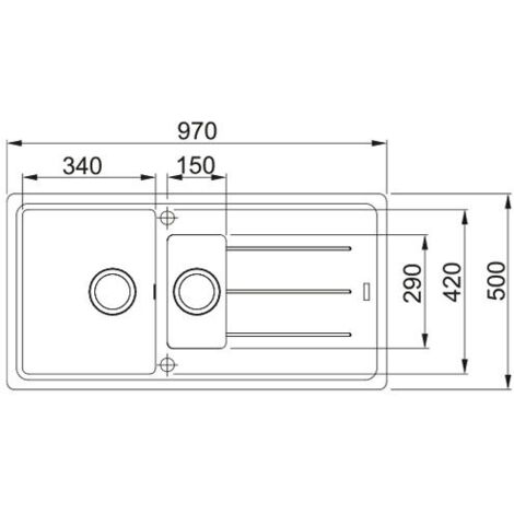 Pack évier Basis Fragranit café crème 970 x 500 x 200/100 mm + mitigeur ...