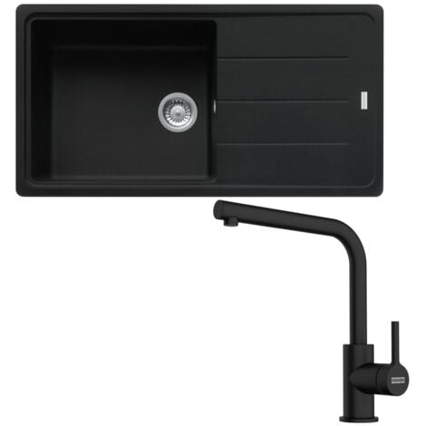 Pack full black évier XL Basis Fragranit 970 x 500 x 200 mm + mitigeur ...