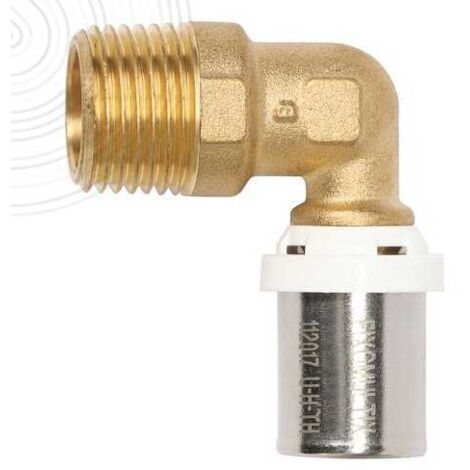 Raccord Multicouche à sertir Coude Mâle fixe Ø16x2,0 - 1/2" (15/21)