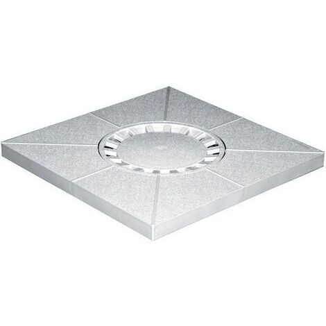 Siphon de sol PVC 400x400mm sortie verticale Ø80-100-110 - Gris